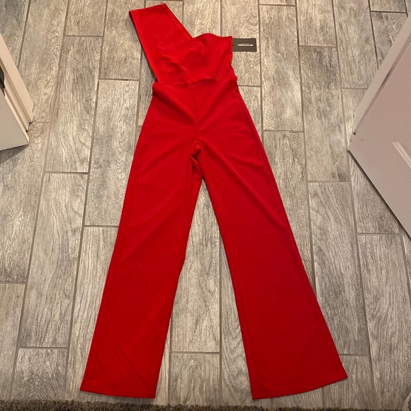 PrettyLittleThing | Pants & Jumpsuits | Red One Shoulder Jumpsuit ...